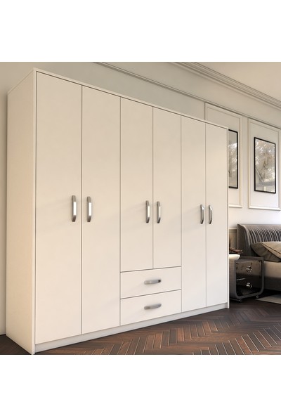 Metalia Delüx 6 Kapı 2 Çekmeceli Gardrop