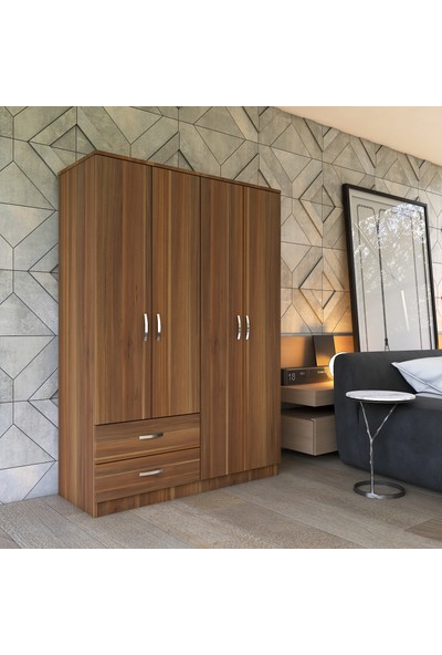 Metalia Lotus 4 Kapı 2 Çekmeceli Gardrop