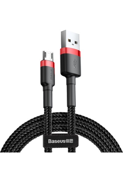 Baseus CAMKLF-A91 Cafule Micro USB 2.4A Data ve Şarj Kablosu 0.5m - Kırmızı - Siyah Baseus CAMKLF-A91 Cafule Micro USB 2.4A Data ve Şarj Kablosu 0.5m - Kırmızı - Siyah