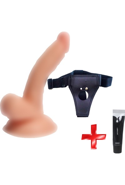 Xise Esnek Yumuşak Yapılı 13 cm Realistik Kemerli Penis + Kayganlaştırıcı Jel