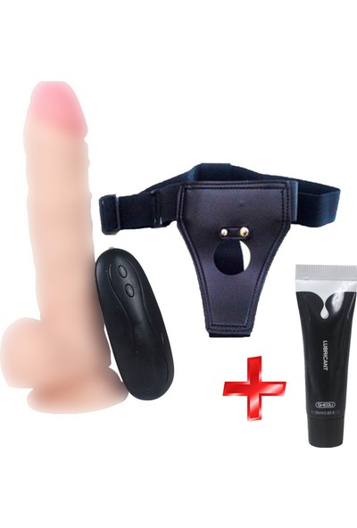 Xise Titreşim Modlu 19 cm Belden Bağlamalı Kemerli Penis + Jel
