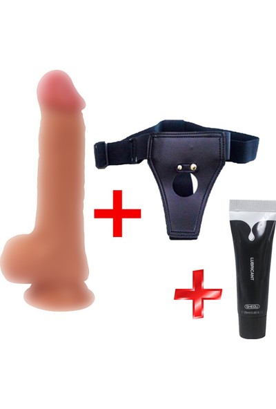 Xise Soft Silikon Özel Dokulu Ultra Yumuşak 20 cm Realistik Kemerli Penis +Jel