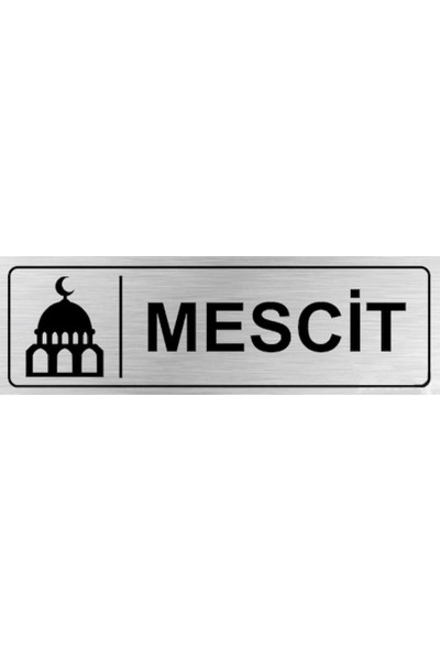 Obibaskı Mescit Kapı Yazısı Metal Kapı Isimliği Gümüş 23 x 8 cm Obibaskı Mescit Kapı Yazısı Metal Kapı Isimliği Gümüş 23 x 8 cm