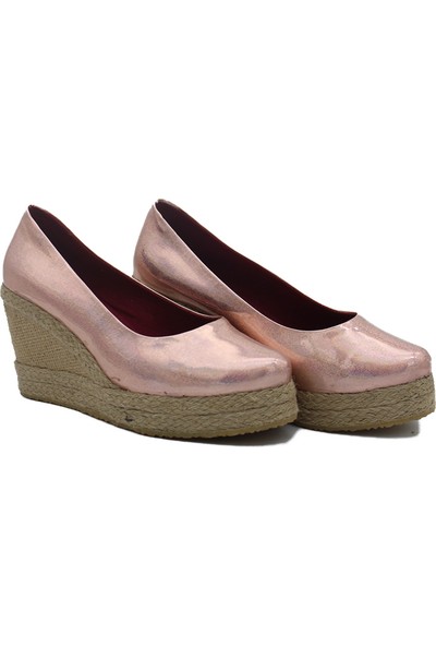 Gökçe Kundura Keten Hasır Yüksek Topuk Ayakkabı 35