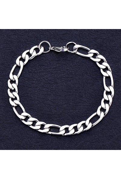 Takı Dükkanı Figaro Erkek Çelik Bileklik 6mm