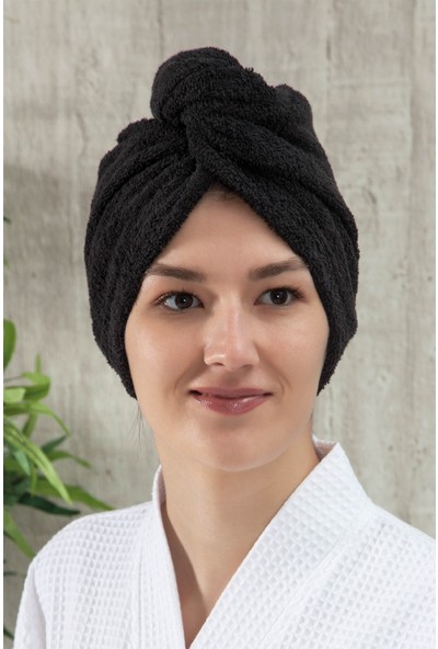 Eumenia Düz Eponj Düğmeli Havlu Saç Kurulama Bonesi