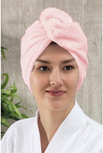 Eumenia Düz Eponj Düğmeli Havlu Saç Kurulama Bonesi