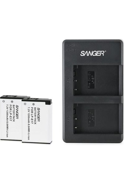 Sanger Canon LP-E17 2'li USB Şarj Cihazı ve Batarya Seti Sanger Canon LP-E17 2'li USB Şarj Cihazı ve Batarya Seti