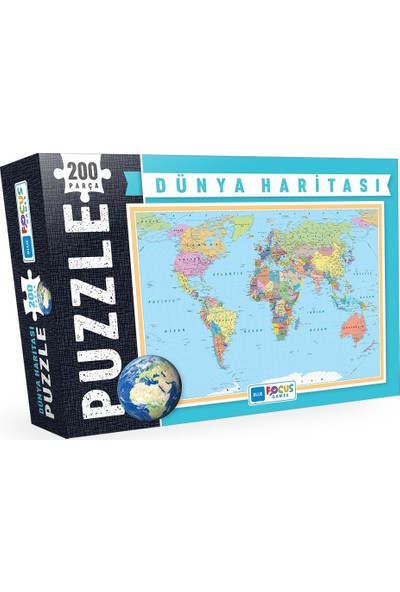 Blue Focus Dünya Haritası 200 Parça Puzzle Blue Focus Dünya Haritası 200 Parça Puzzle