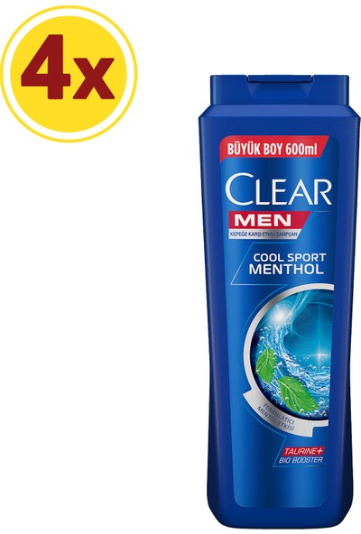Clear Men Cool Sport Menthol Erkek Şampuan 600 ml x4 Clear Men Cool Sport Menthol Erkek Şampuan 600 ml x4