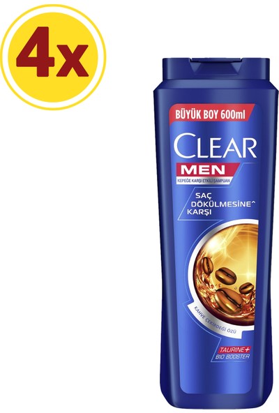 Clear Men Saç Dökülmesine Karşı Şampuan 600 ml x4 Clear Men Saç Dökülmesine Karşı Şampuan 600 ml x4
