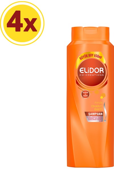 Elidor Anında Onarıcı Bakım Saç Bakım Şampuanı 650 ml x4