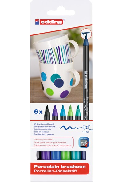 Edding 4200 Porselen Boyama Kalemi 6'Lı Set Soğuk Renkler