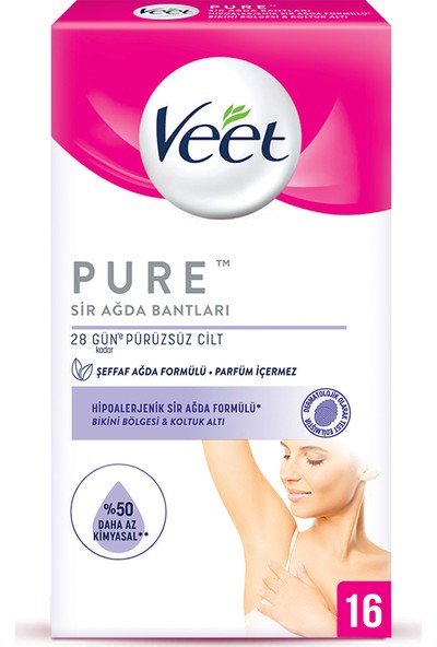 Veet Pure Hipoalerjenik Sir Ağda Bandı Bikini & Koltuk Altı Bölgesi 16'lı Veet Pure Hipoalerjenik Sir Ağda Bandı Bikini & Koltuk Altı Bölgesi 16'lı