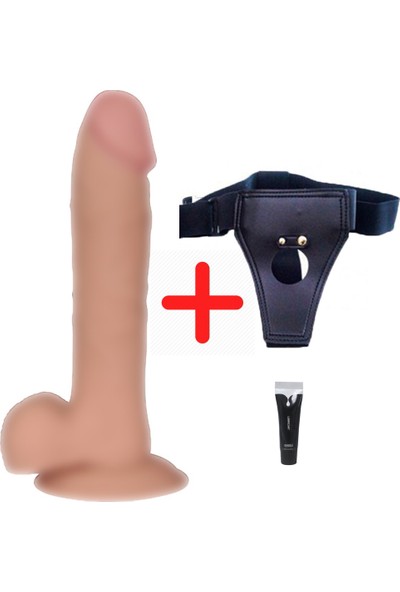 Lovetoy Özel Yumuşak Dokulu 24 cm Belden Bağlamalı Penis Dildo + Jel