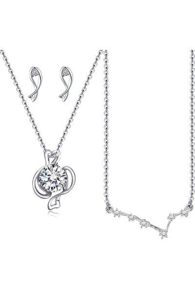 Chavin Zirkon Taşı Balık Burç Kolye Küpe Seti dt22 Chavin Zirkon Taşı Balık Burç Kolye Küpe Seti dt22