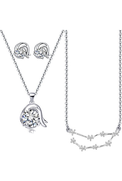 Chavin Zirkon Taşlı Oğlak Burç Kolye Küpe Seti dt25 Chavin Zirkon Taşlı Oğlak Burç Kolye Küpe Seti dt25