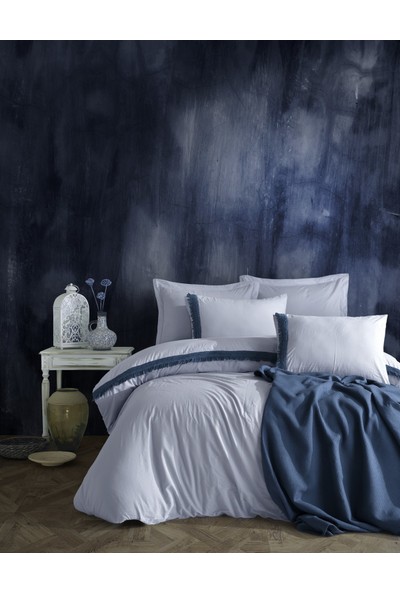 Cotton Box Nature Serisi Pikeli Nevresim Takımı İndigo