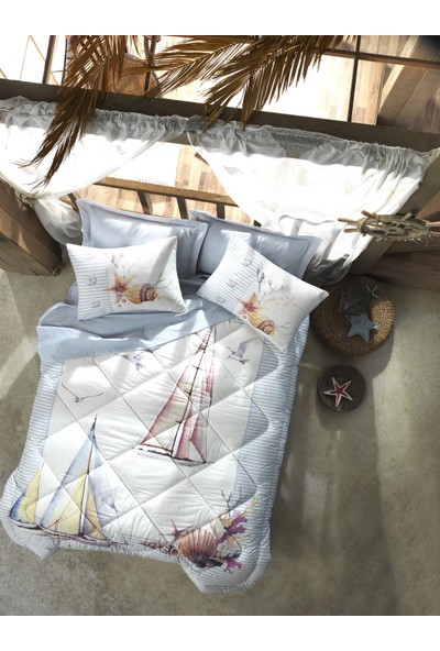 Cotton Box Maritime Tek Kişilik Uyku Seti Yacht Mavi