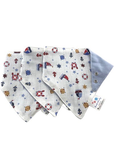 Enhitbaby Müslin Fular Önlük Gemici 3'lü Enhitbaby Müslin Fular Önlük Gemici 3'lü