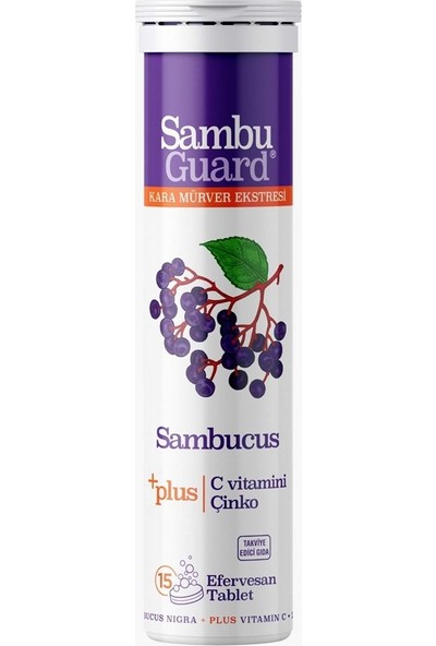 Sambuguard Sambucus Kara Mürver Ekstresi + C Vitamin + Çinko 15 Efervesan Tablet Sambuguard Sambucus Kara Mürver Ekstresi + C Vitamin + Çinko 15 Efervesan Tablet