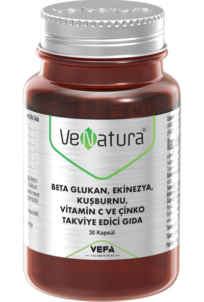 Venatura Beta Glukan, Ekinezya, Kuşburnu, Vitamin C ve Çinko Takviye Edici Gıda
