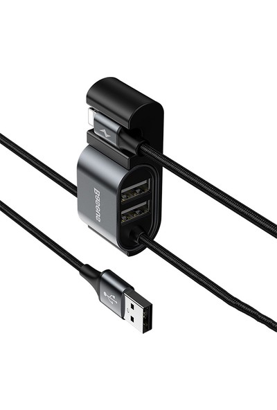 Baseus CALHZ-01 Apple iPhone USB Kablo + Araba Arka Koltuk Çift USB Çoğaltıcı - Siyah Baseus CALHZ-01 Apple iPhone USB Kablo + Araba Arka Koltuk Çift USB Çoğaltıcı - Siyah