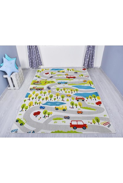 Odeon Halı 3 Boyutlu Krem Doğa Dokuma Çocuk Oyun Halısı 140 x 200 cm
