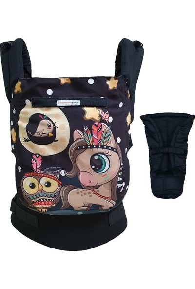 SolomomBaby Sevimli At siyah Ergonomik Kanguru (0-4 Yaş)