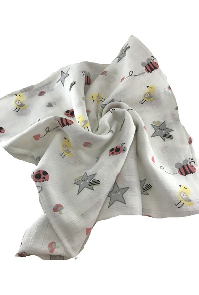 Enhitbaby Çok Amaçlı Müslin Örtü Pembe Uğurböceği