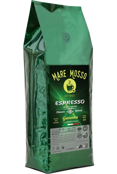 Mare Mosso Espresso Genova Crema E Aroma Çekirdek Kahve 1000 gr Mare Mosso Espresso Genova Crema E Aroma Çekirdek Kahve 1000 gr