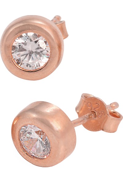 By Barun Tek Taş Küpe Rose By Barun Tek Taş Küpe Rose