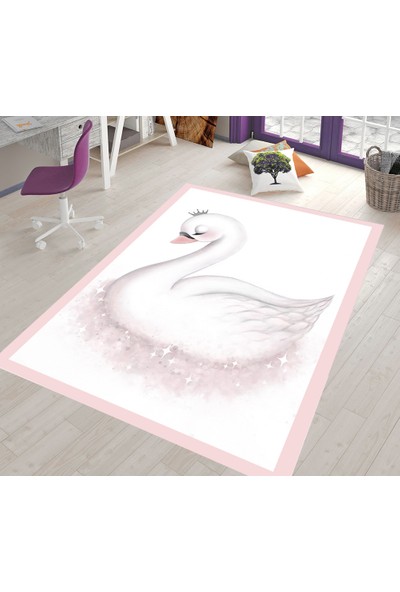 Jungle Halı 80 x 150 Kuğu Pembe Çocuk Halısı