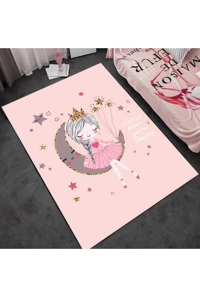 Jungle Halı 80 x 150 Pırıltılı Prenses Çocuk Odası Halısı