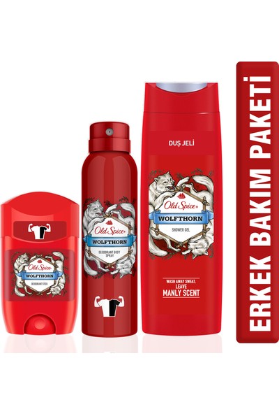 Old Spice Duş Jeli 400 ml + Deo 150 ml + Deo Stick Wolfthorn 50 ml