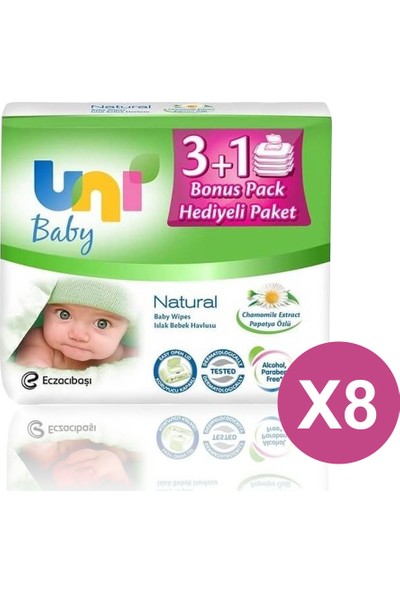 Uni Baby Natural Islak Havlu 56 x 32 Paket - 1792 Yaprak Uni Baby Natural Islak Havlu 56 x 32 Paket - 1792 Yaprak