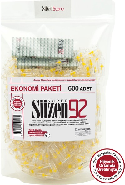 Süzen92 600 Lük Sigara Filtresi Ağızlık Fırsat Paketi - 2 Adet 10 lu Taşıma Kutusu Süzen92 600 Lük Sigara Filtresi Ağızlık Fırsat Paketi - 2 Adet 10 lu Taşıma Kutusu