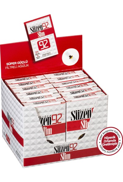 Süzen92 Slim&Ultra Slim Sigara Filtresi Ağızlık 12x30 luk Paketinde, 12 x (27 Slim Filtre+3 Ultra Slim Adaptör) Süzen92 Slim&Ultra Slim Sigara Filtresi Ağızlık 12x30 luk Paketinde, 12 x (27 Slim Filtre+3 Ultra Slim Adaptör)