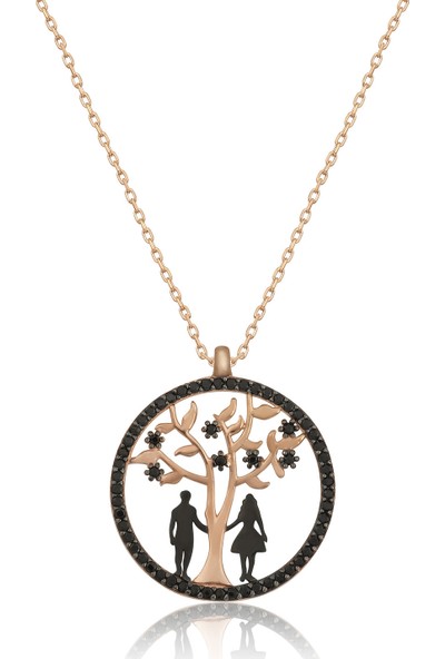 Papatya Silver Zirkon Taşlı Gümüş Hayat Ağacı Aşk Kolye