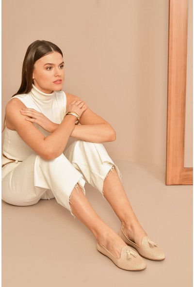 Ziya Kadın Deri Babet 101353 6007 Bej