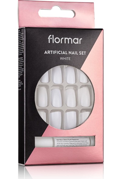 Flormar Beyaz Takma Tırnak Seti 052 Flormar Beyaz Takma Tırnak Seti 052