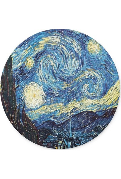 Wuw Van Gogh Yıldızlı Gece Yuvarlak Mouse Pad