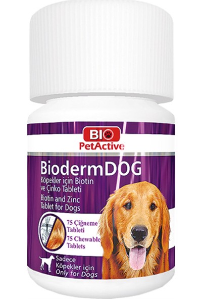 Bio Pet Active Bioderm Dog Biotin Çinko Takviyesi 75 Tablet 37,5g Bio Pet Active Bioderm Dog Biotin Çinko Takviyesi 75 Tablet 37,5g