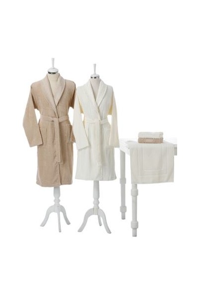 Özdilek Camellia Bej-Krem Bornoz Seti