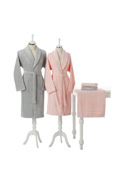 Özdilek Camellia Gri-Pembe Bornoz Seti Özdilek Camellia Gri-Pembe Bornoz Seti