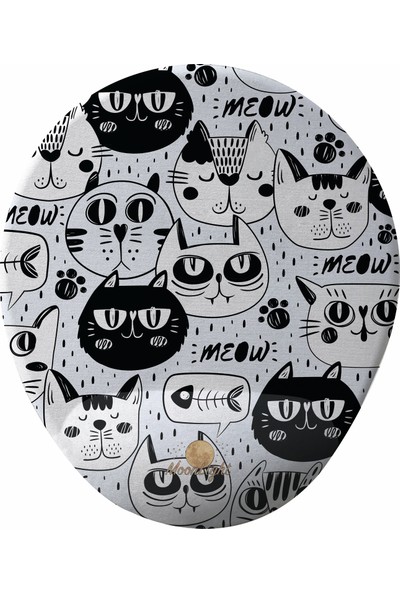Flipped Cat Black White Bilek Destekli Tasarım Mouse Pad