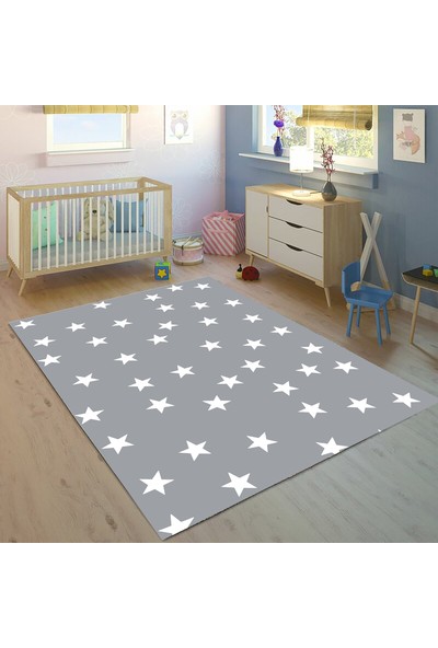 Bebişim Halı Yıldızlı 80 x 150 cm Bİ38 Çocuk Odası Halısı