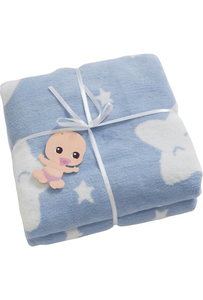 Dolce Bonita Home Pamuklu Bebek Battaniye Star Açık Mavi