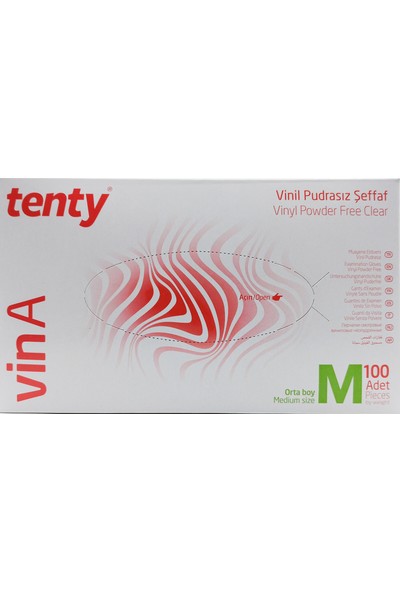 Tenty Pudrasız Şeffaf Medıum Vinil Eldiven 100'LÜ (M) Tenty Pudrasız Şeffaf Medıum Vinil Eldiven 100'LÜ (M)