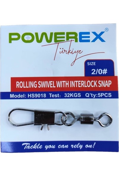 Powerex HS9018 No: 2/0 Klipsli Bilyeli Fırdöndü 5'li Paketli